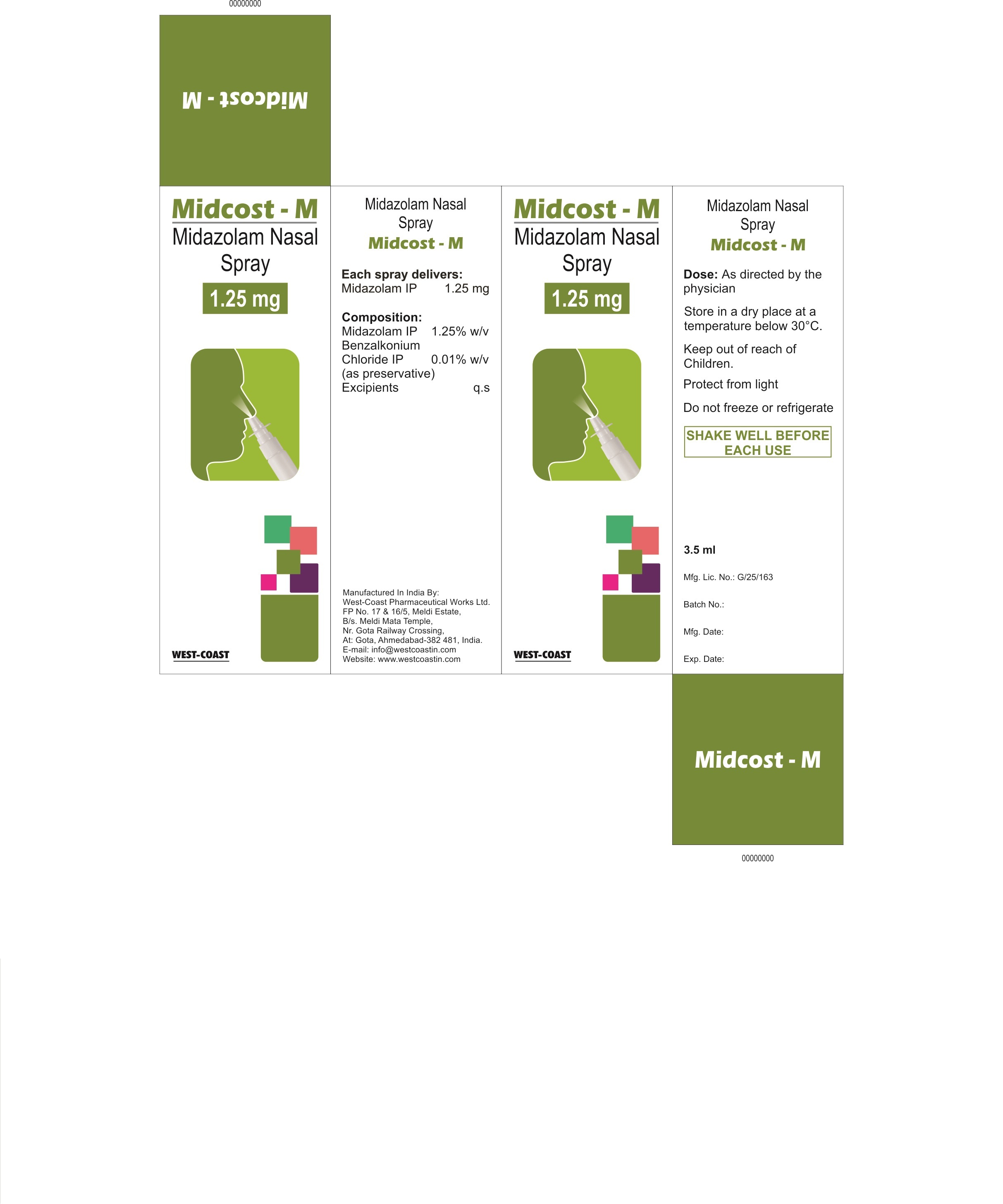 Midazolam Nasal Spray 1.25 Mg Cas No: - at Best Price in Ahmedabad ...