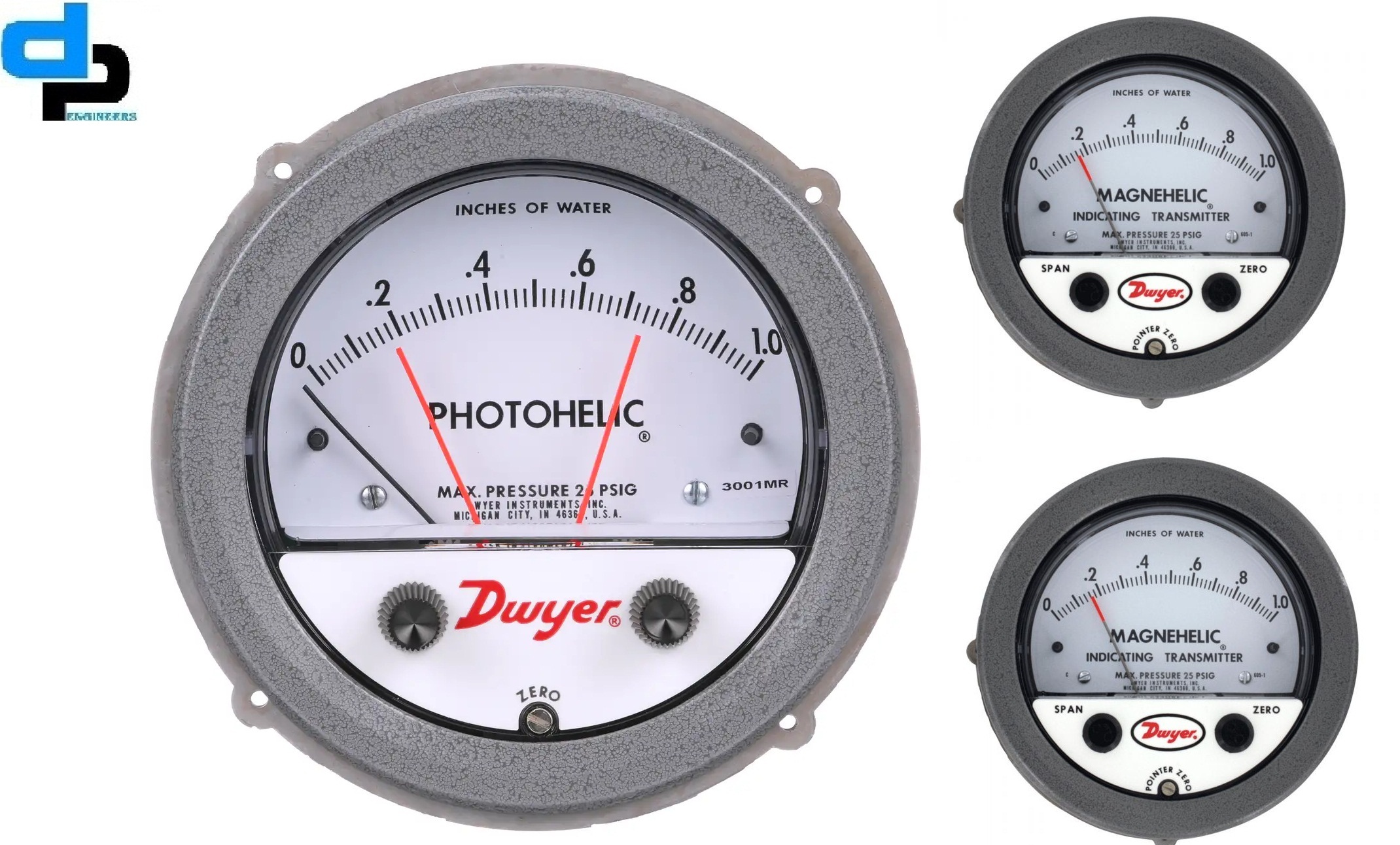Dwyer A3000-100cm Photohelic Pressure Switch Gauge Range: 0-100 Cm W.c ...