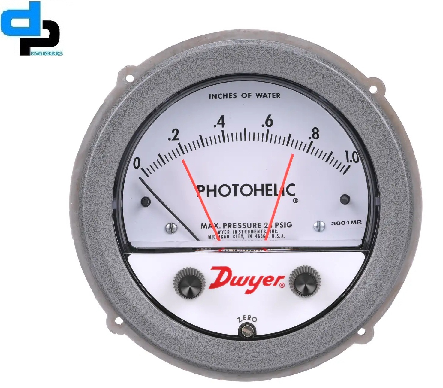 Dwyer A3000-100cm Photohelic Pressure Switch Gauge Range: 0-100 Cm W.c ...
