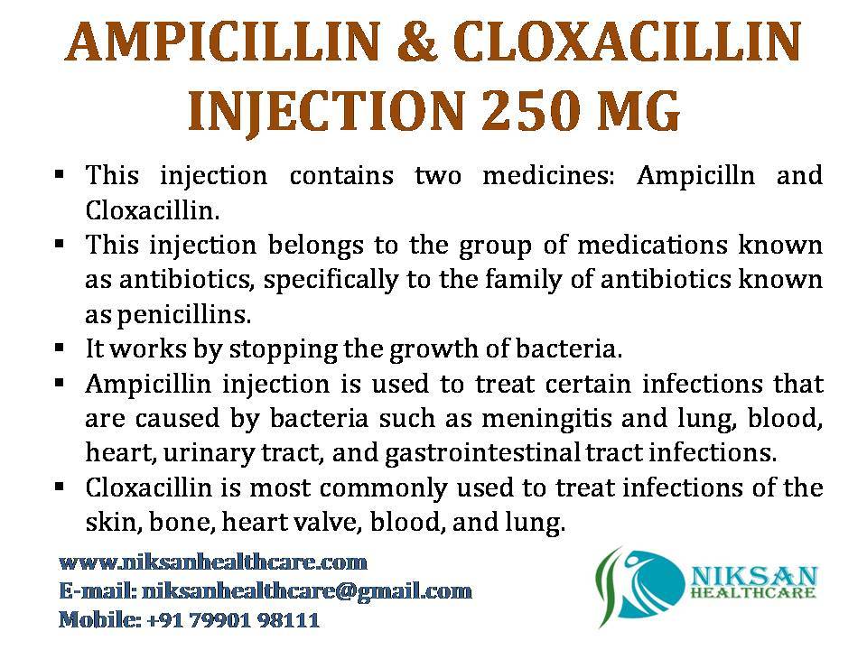 Ampicillin & Cloxacillin Injection 250 Mg Recommended For: Treat ...