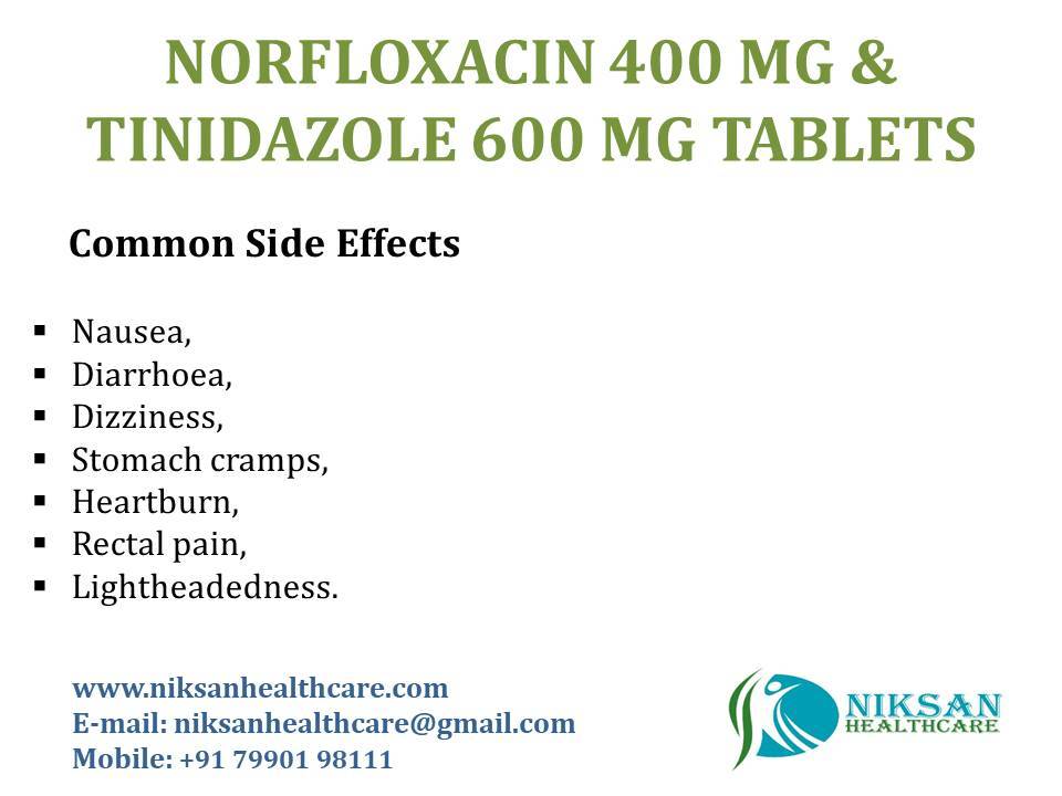 Norfloxacin 400 Mg Tinidazole 600 Mg Tablets General Medicines at Best ...