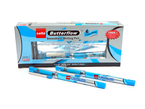 Butter Flow Blue Pen - Plastic Body, 0.7mm Tip, Straight Shape, 100g ...