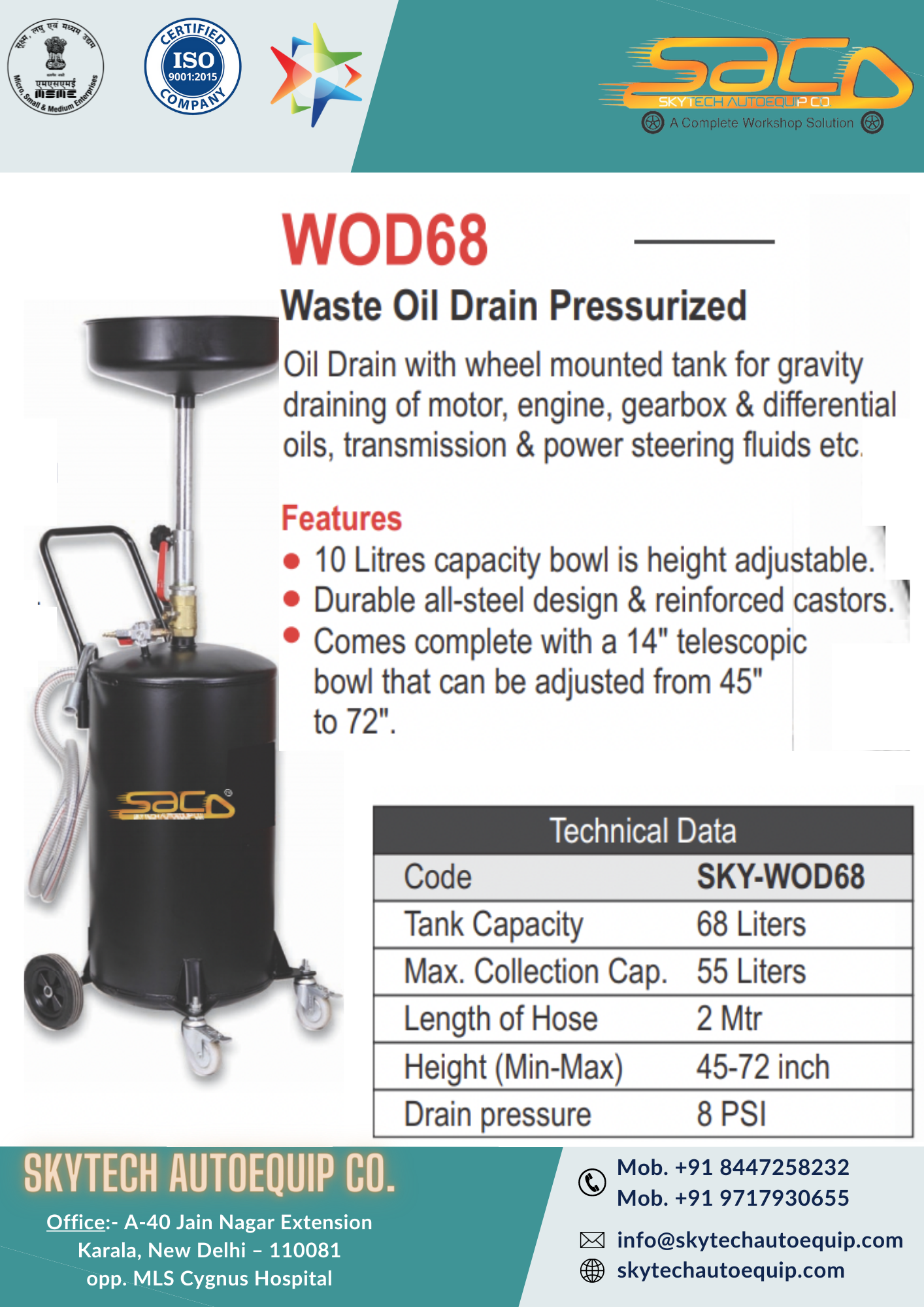 Waste Oil Drain Pressurized at Best Price in Delhi | Skytech Autoequip Co.