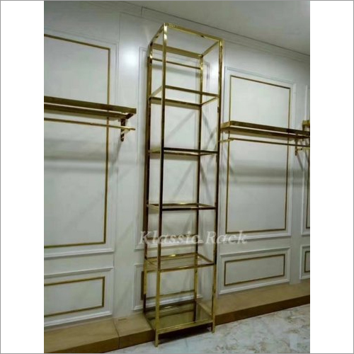 High Gloss Gold Finished Stainless Steel Display Rack - Customizable ...