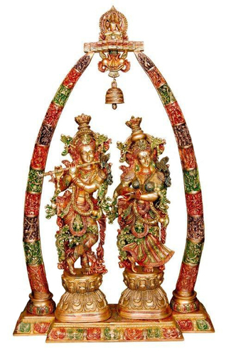 Lord Radha Krishna Temple Brass Handmade Religious Decorative Statue ...