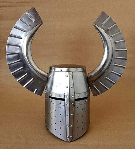 Templar Horn Fantasy Warrior Helmet Sca Larp Knight Helmet Steel ...