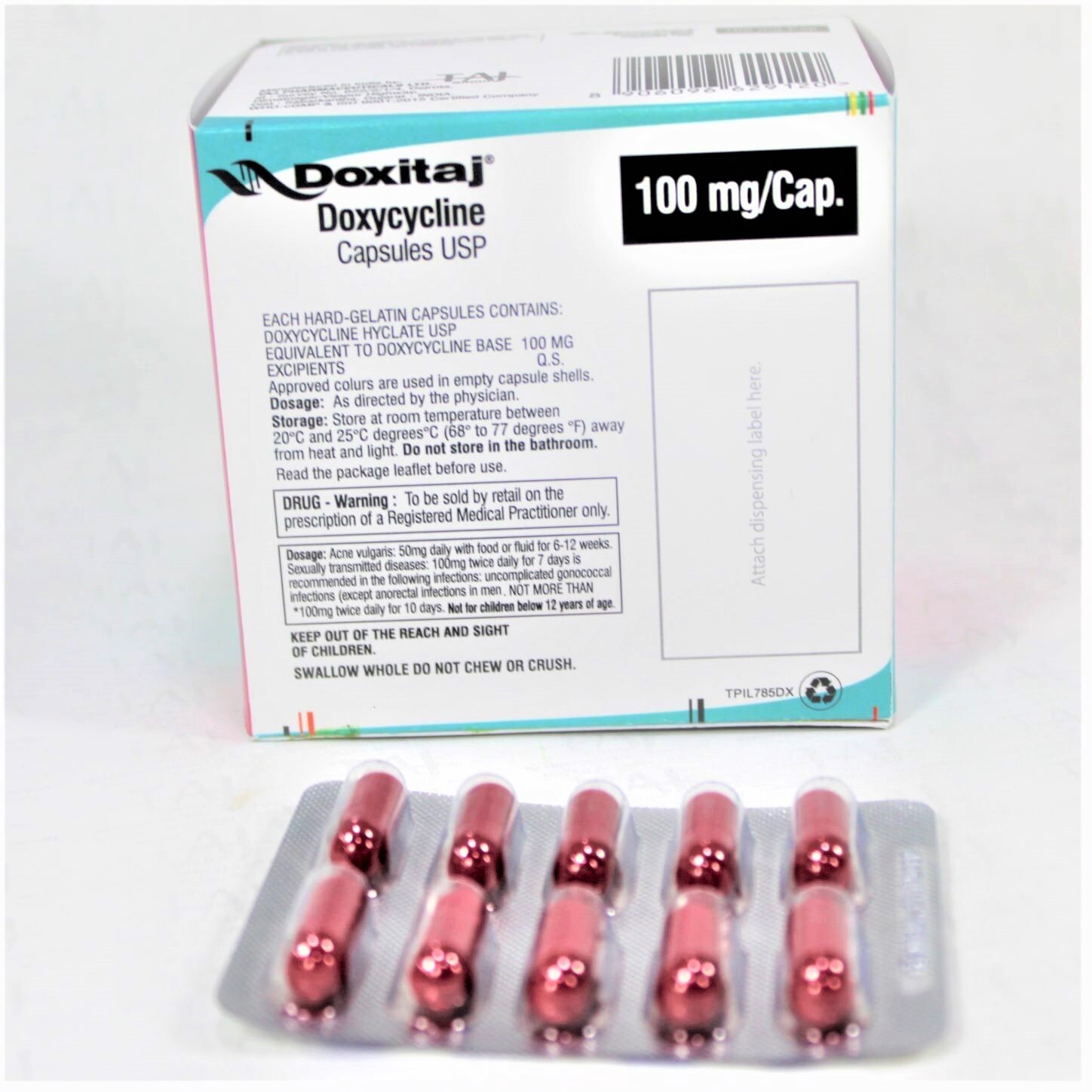 Doxycycline Capsule Usp - 100mg Hard Gelatin Capsules | Antibacterial ...