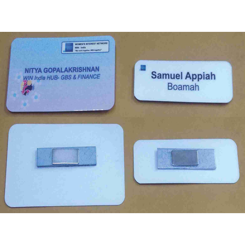 Magnetic Name Badge - Gray Paper & Plastic Laminated, Rectangle Shape ...
