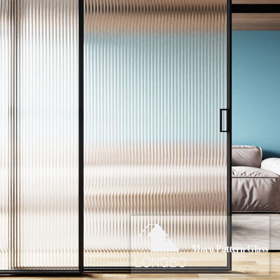 Low-iron Moru Pattern Fluted Glass Figured Glass 4.5mm 5mm 6mm 8mm 10mm ...