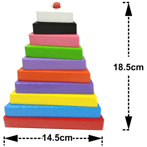9 Pieces Stacking Towers Triangles Wooden Toys Age Group: 3 Year Plus ...