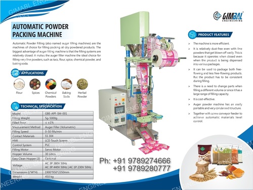 Powder Pouch Packaging Machine - Ss304 Material, 1900x950x2350mm ...