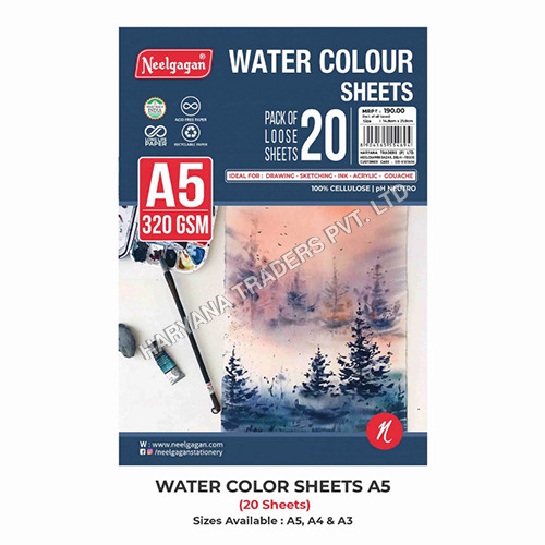 High Quality Water Colour Sheet A5 320 Gsm (pack Of 20 Sheets) (suitable For Drawing Sketching ...
