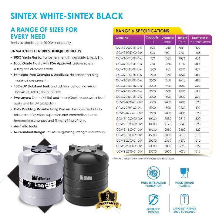 Sintex Double Wall Water Tanks at Best Price in Delhi | Radionics