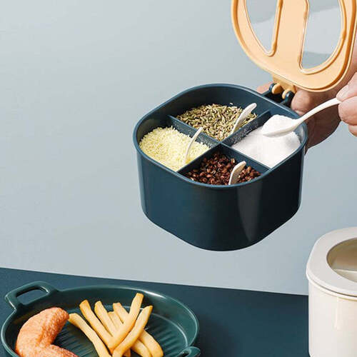 4 Section Fancy Masala Box - Plastic Material, 15x9x19 Cm Dimensions ...