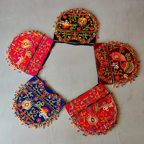 Different Available 14 X 15 Inch Ari Round Thali Embroidered Fashion ...