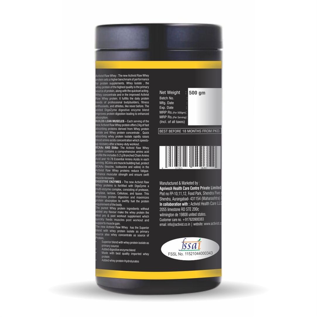 Activist Raw Whey High Protein Powder Mango 500g - Efficacy: Promote ...