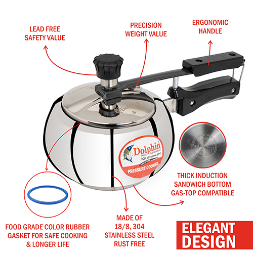 Stainless Steel 3 Litre Belly Inner Lid Pressure Cooker - Polished ...