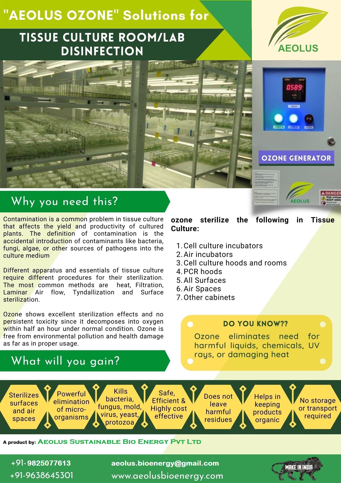 Cold Storage Disinfection System By Aeolus Ozone at 24000.00 INR in ...