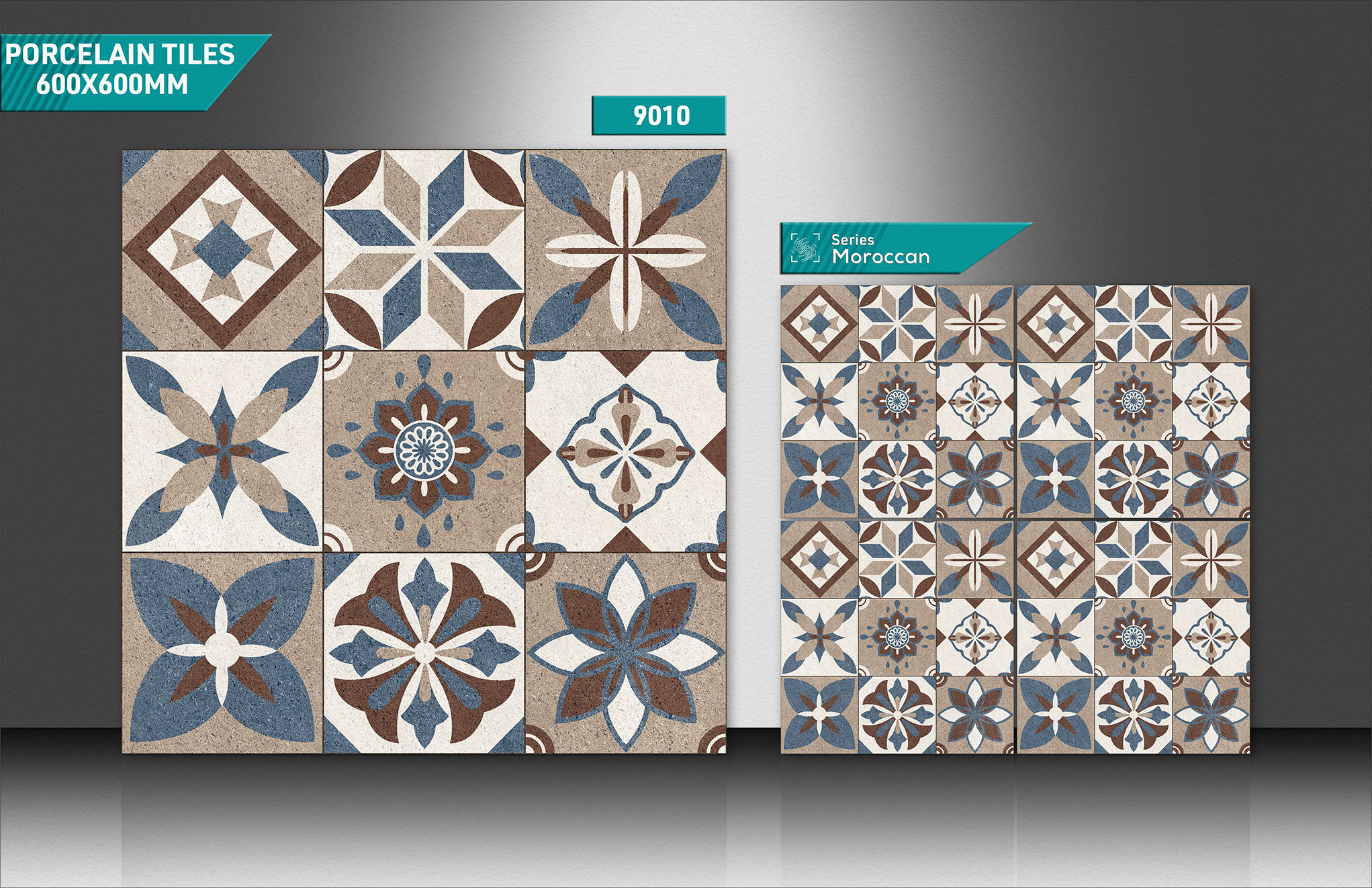 600x600mm Moroccan Porcelain Tiles - Ceramic Material, 9mm Thickness ...