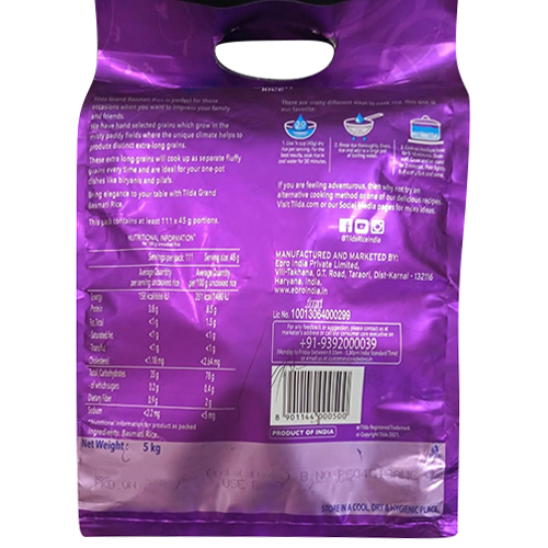Tilda Grand Extra Long Basmati Rice 5kg at 1039.00 INR in Nilokheri ...