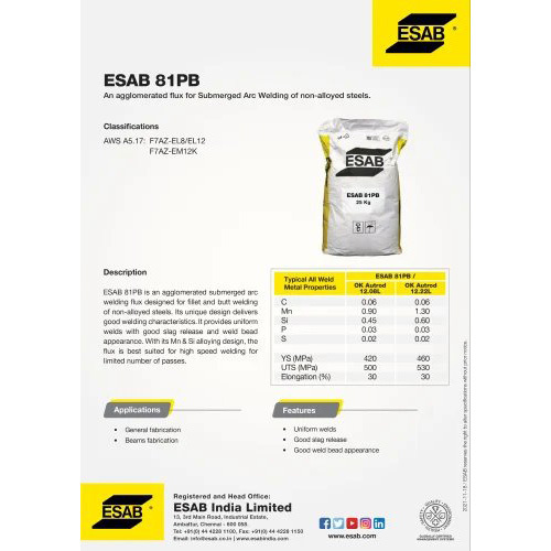 Esab 81pb Saw Flux - New Non-alloyed Steel For General And Beams ...