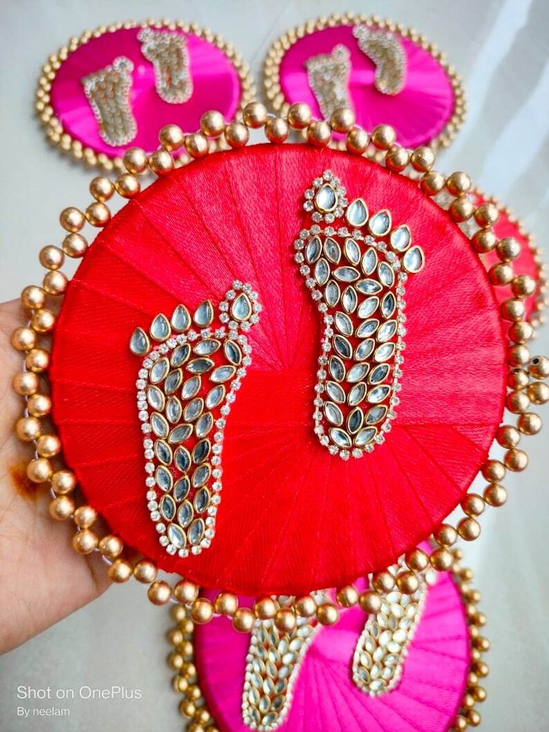 Kundan Laxmi Feet Diwali Decor Laxmi Pagh Laxmi Charan Pooja Favor Shri ...