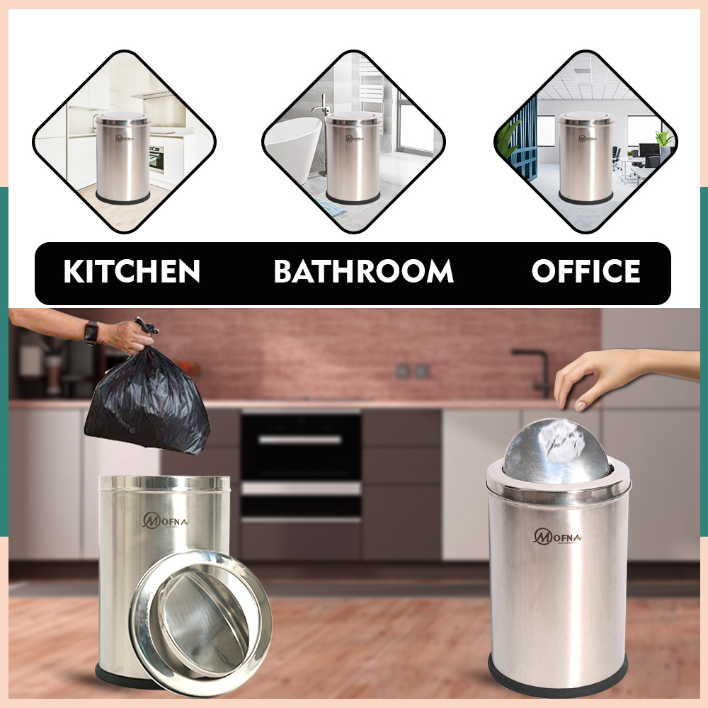 Stainless Steel Swing Dustbin - 8x24 Inches | Customized Color, Easy To ...