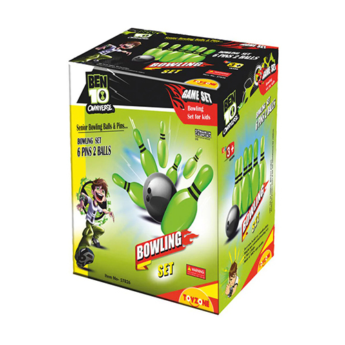 Ben 10 Bowling Set - Durable Plastic Pins, Different Sizes, Green Color ...