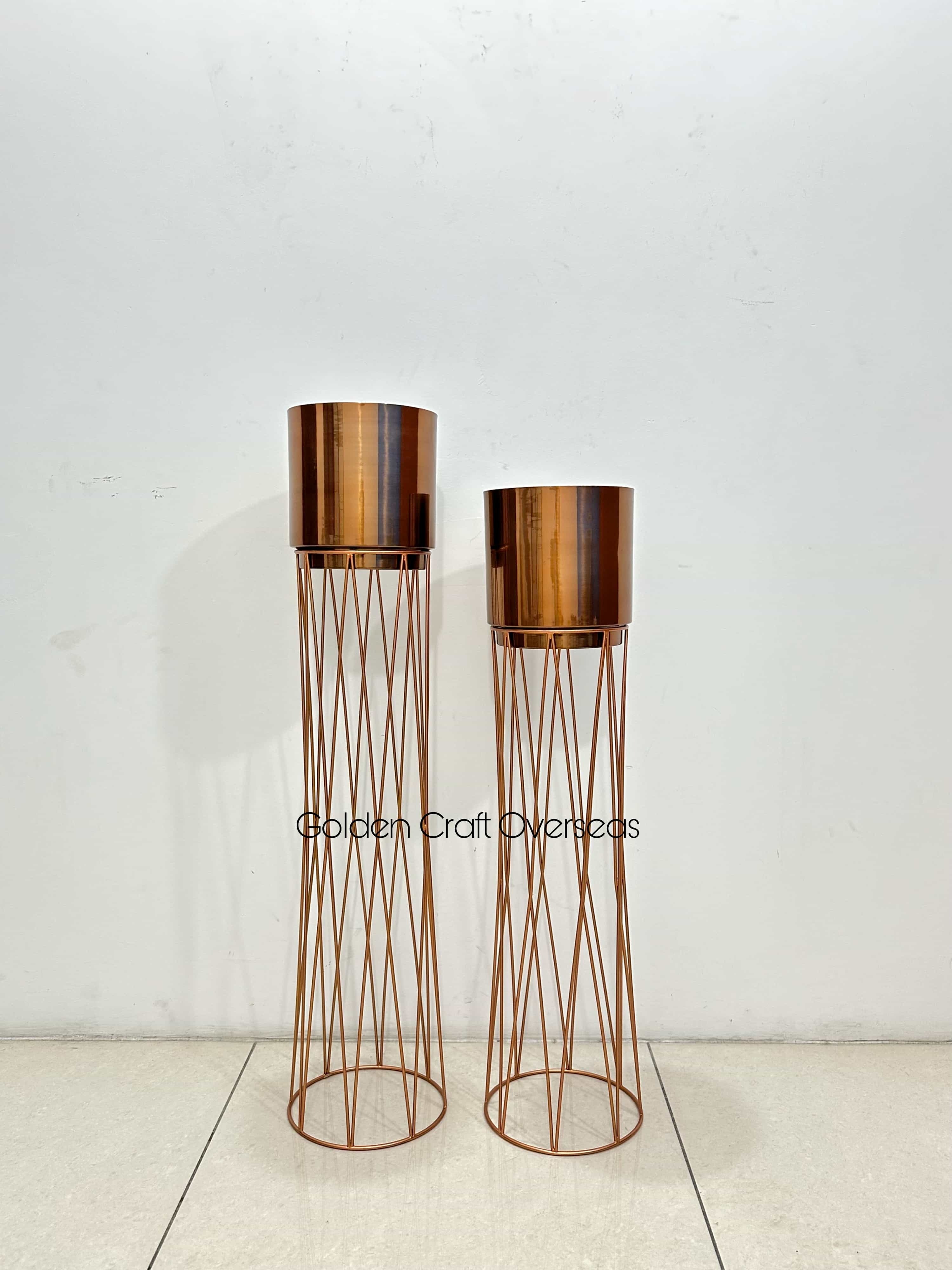 Rose Gold Planter Set Of 2 In Iron For Interior Customized - Dimensions ...