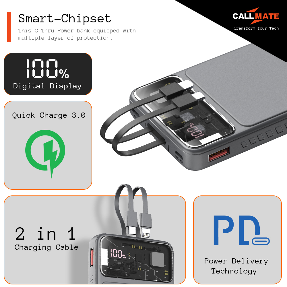 Callmate 10000mah C-thru Power Bank at 826.00 INR in New Delhi ...