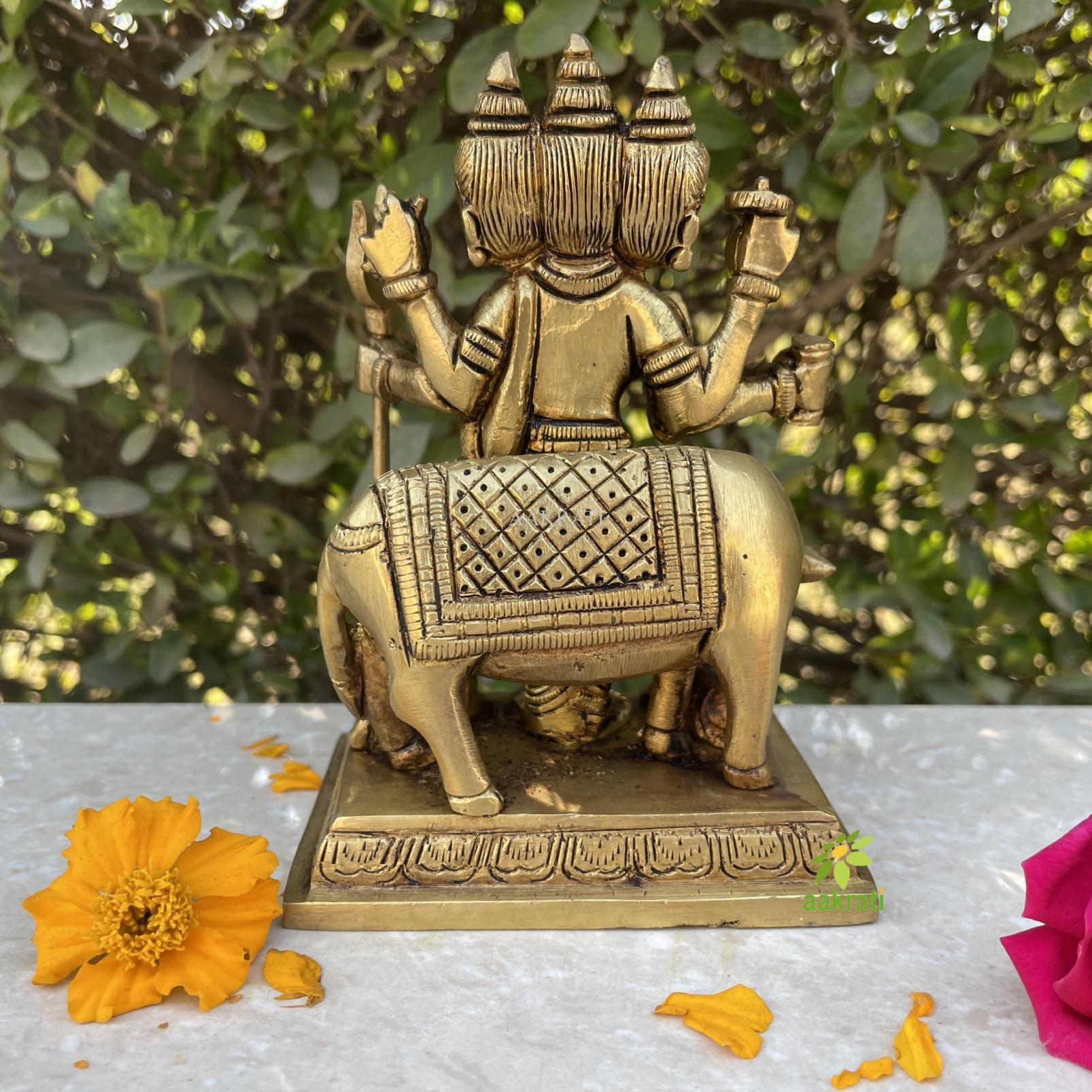 Dattatreya Bhagwaan Lord Dattatreya Brass Idol 3 Inch Bronze Datta Guru ...