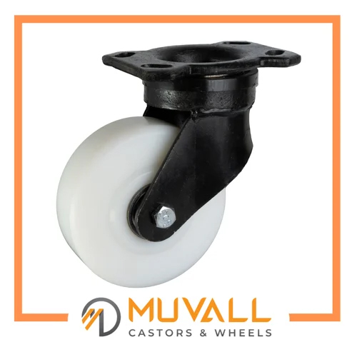 Polymer Solid Caster Wheel - 150x50mm Size, 205mm Height | Black Powder ...