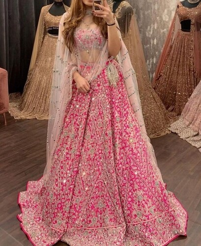 Rani Pink Coloured Sequence Embroidery Work Party Wear Lehenga Choli at ...