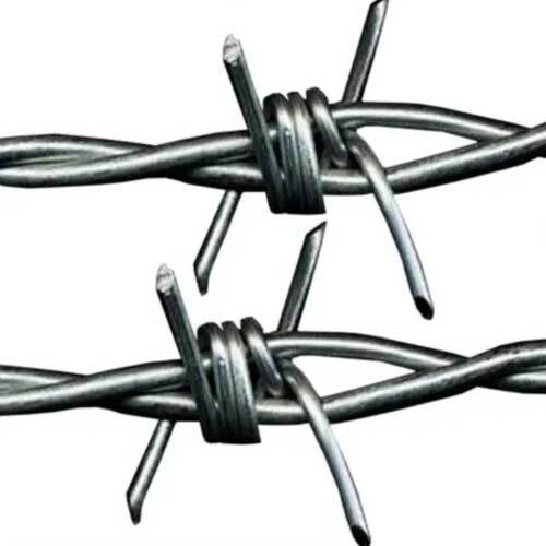 Galvanized Iron Barbed Wire - Iron Material, Silver Color | Ideal For ...