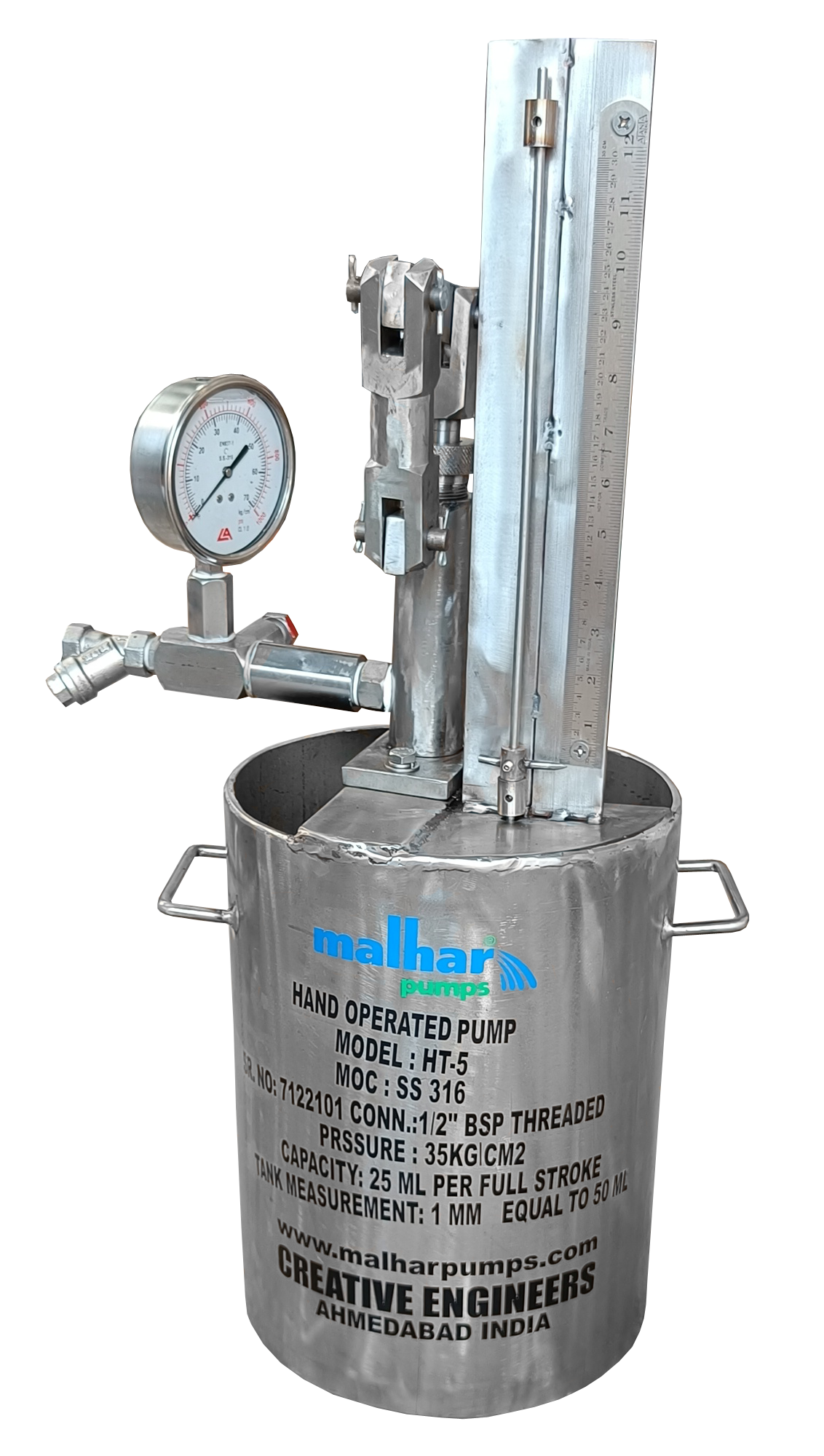 Hydro Test Pump - Stainless Steel, 22 Liters Capacity | High Pressure ...