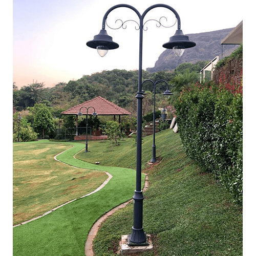 Garden Metal Double Light Pole - Metal, Black Painted Finish | Durable ...