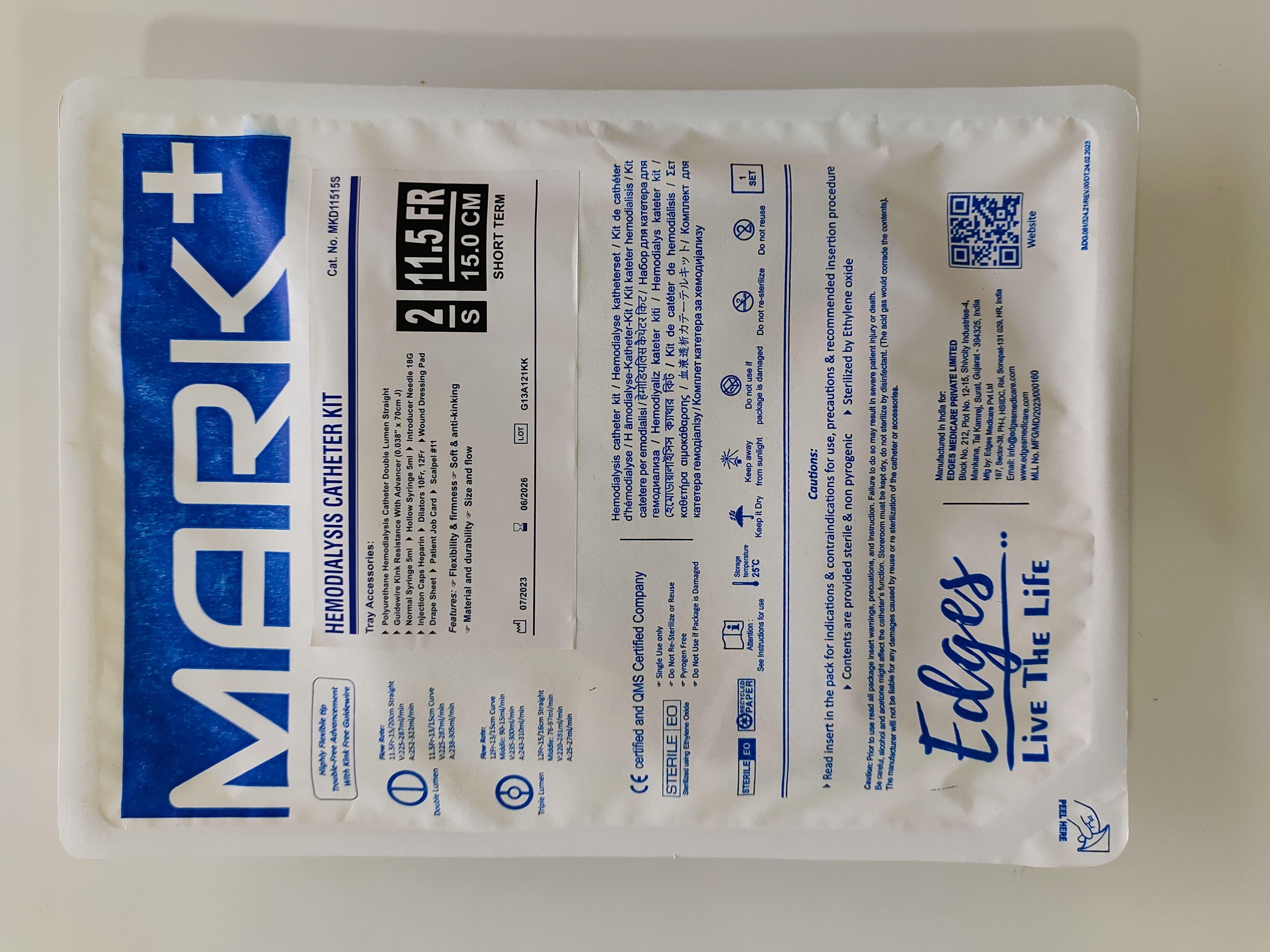 Mark+ Hemodialysis Catheter Set - X-ray Opaque Polyurethane, White ...