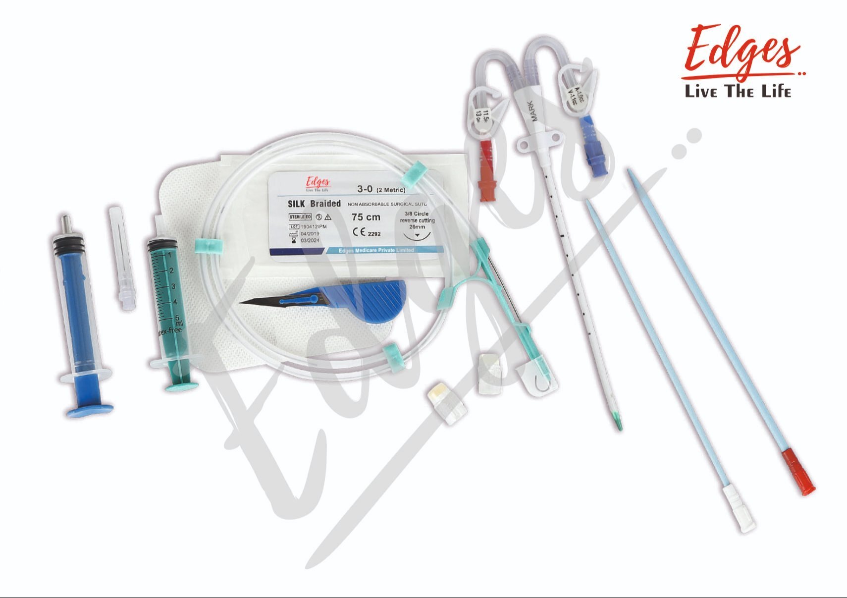 Mark+ Hemodialysis Catheter Set - X-ray Opaque Polyurethane, White ...