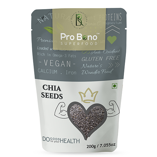 Probono Chia Seeds - 200g, First Class Quality, High Purity, Common ...
