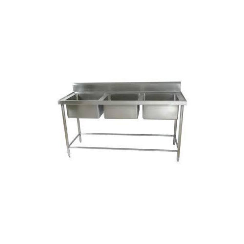 3 Sink Unit - Stainless Steel, Customizable Size, Silver Color | Manual ...