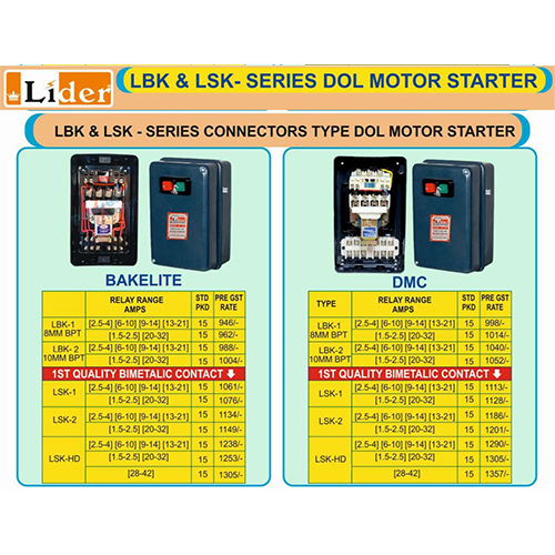 Bakelite Dol Motor Starter Panel at 1320.00 INR in Jabalpur | Lider Electric
