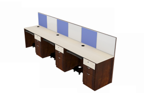 Modular Linear Workstation Wall Facing With Glass And Board Partition ...
