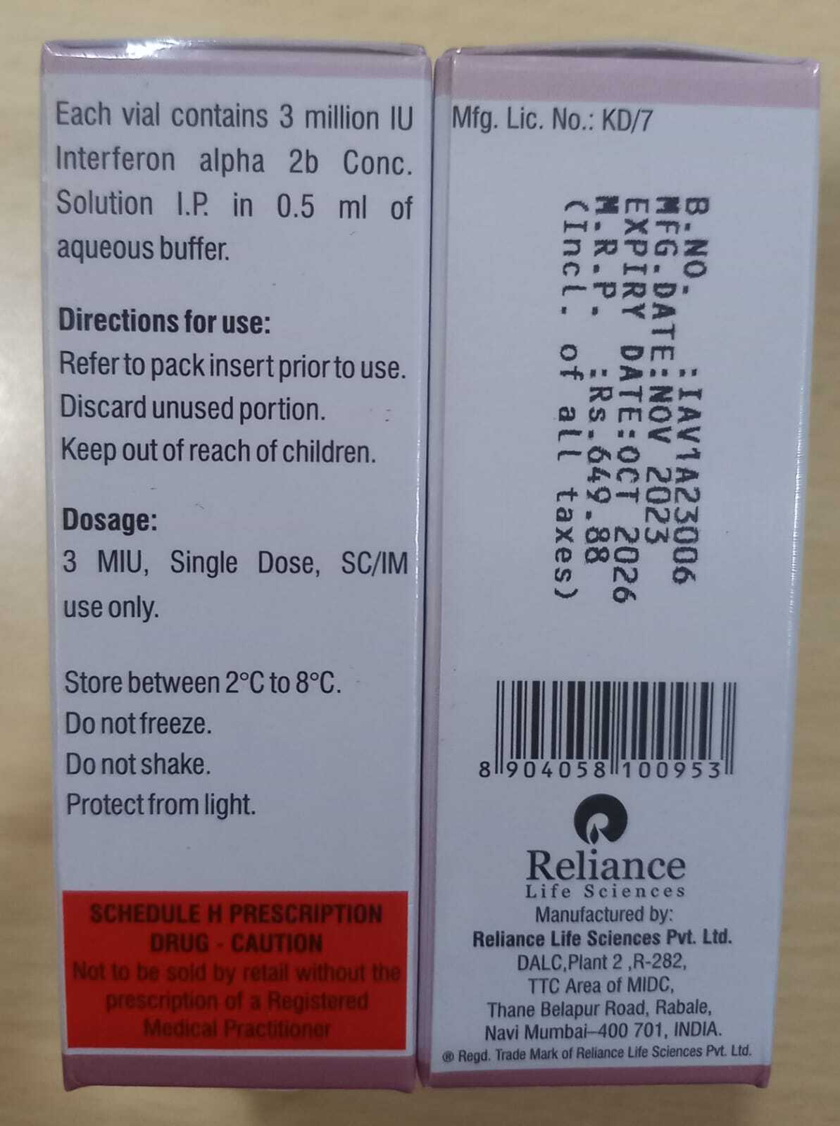 Reliferon 3miu Injection - Ingredients: Interferon Alpha 2b (3miu) at ...