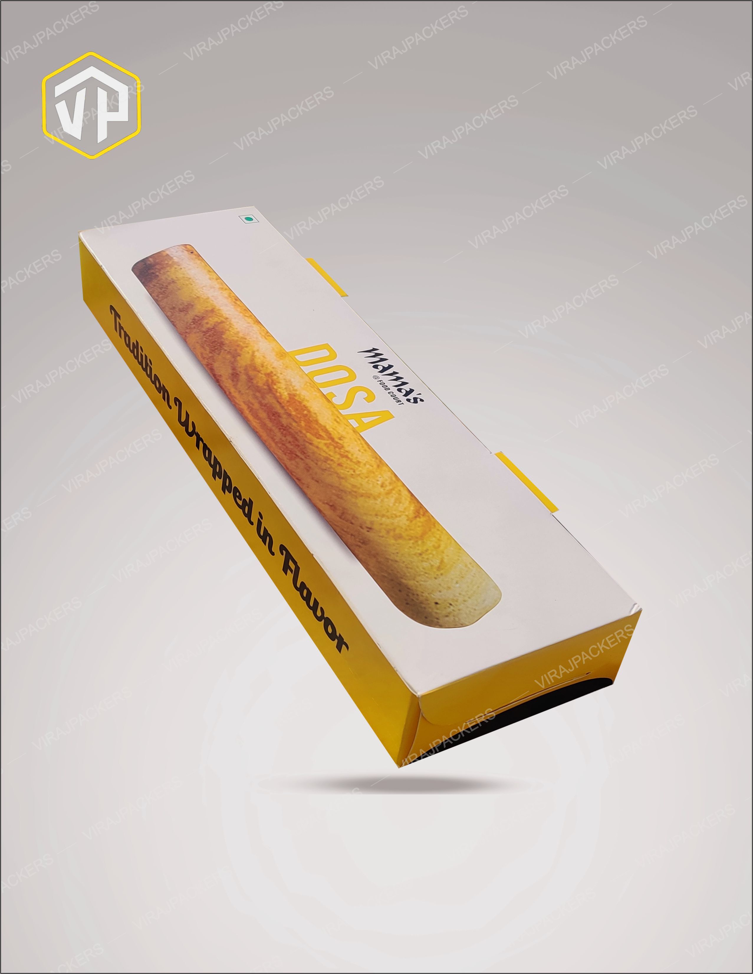 Dosa Packaging Box - Sturdy Food-grade Paper, 12x3 Inches, Glossy ...