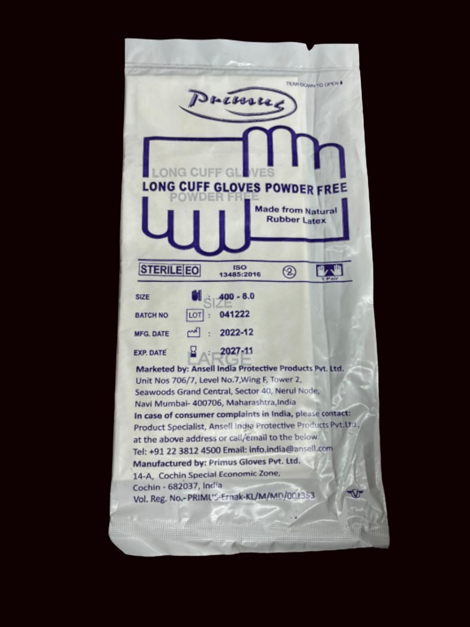 Primus Latex Surgical Powder Free Sterile Glove 400 Mm - Color: Creme ...