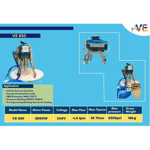 Blue Airless Painting And Putty Machine Ve 850 at Best Price in ...