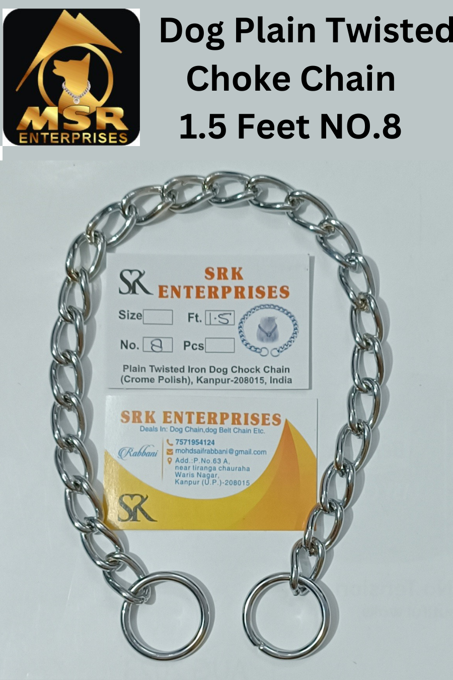 1.5 Feet Plain Twisted Iron Dog Choke Chain - High-quality Iron, 1.5 ...