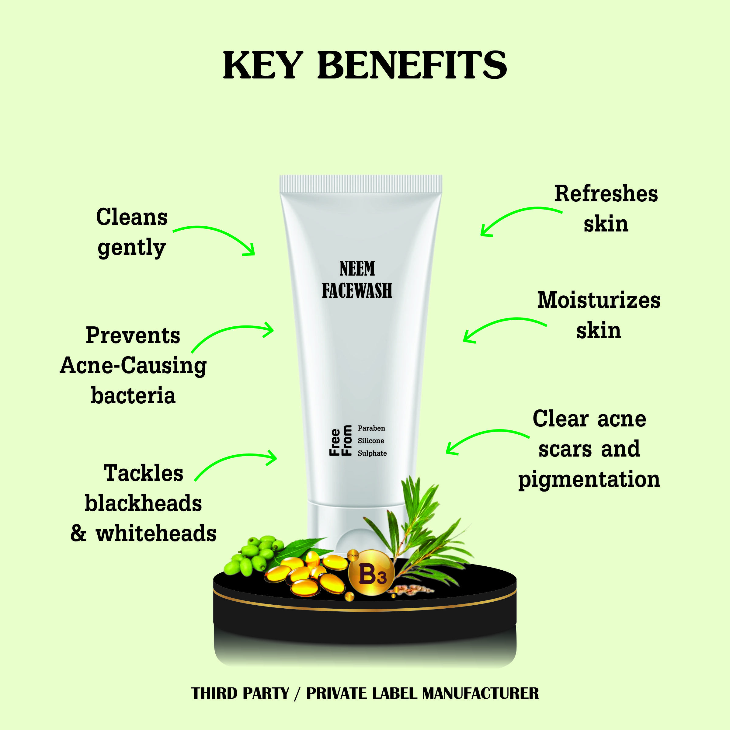 Neem Face Wash - Gel Form, All Skin Types | Neem & Tea Tree Oil ...