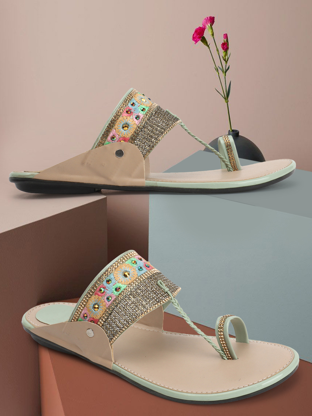 Ladies Kolhapuri Chappal - Other Material, Sizes 37-42, Sea Green ...