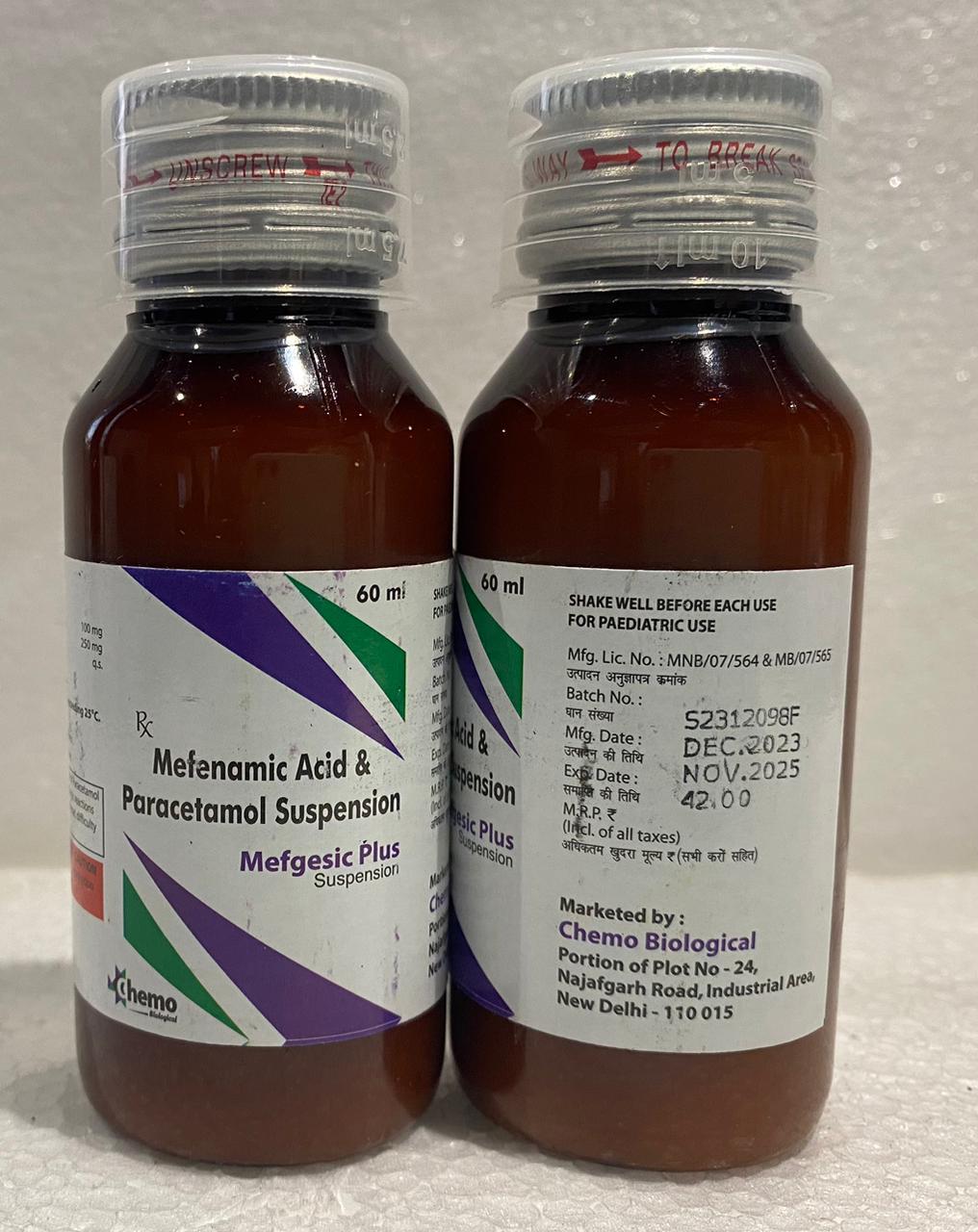 Mefenamic Acid 100mg + Paracetamol 250mg Per 5ml Suspension at Best ...